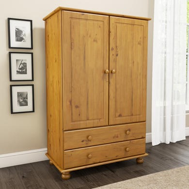 Hamilton 2 Door 2 Drawer Combi Short Wardrobe in Pine - Furniture123