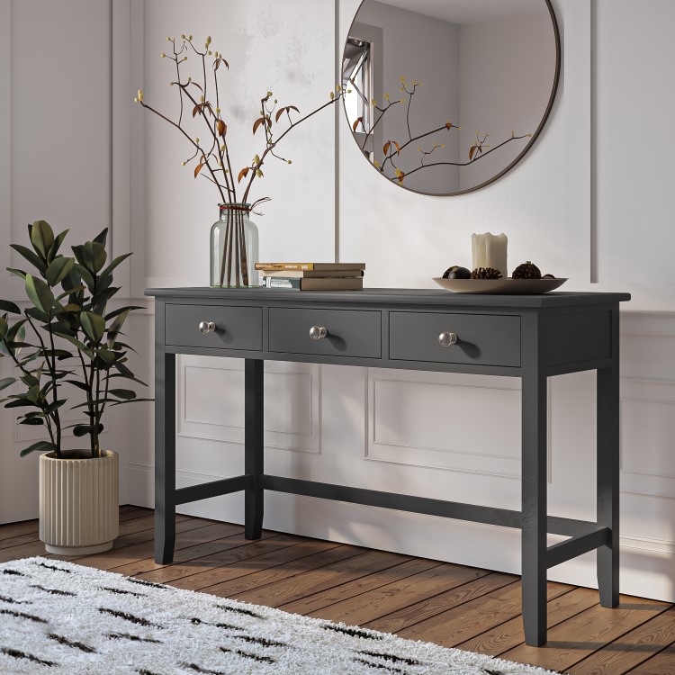 Grey Painted Dressing Table with 3 Drawers - Harper - Furniture123