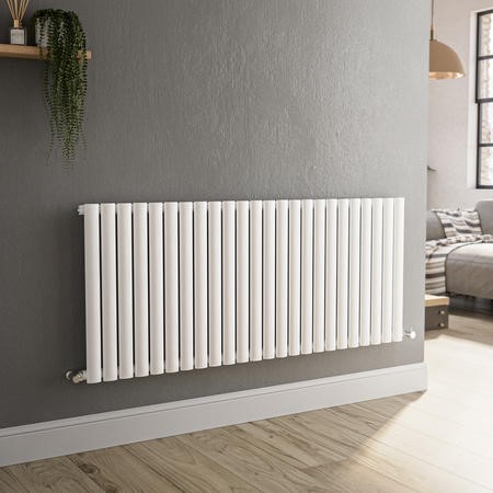 Sorrento White Horizontal Oval Designer Radiator 600x1416mm Single ...