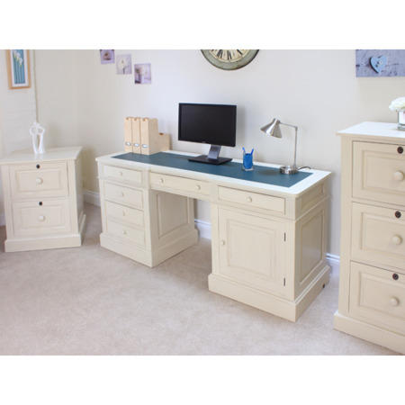 Baumhaus Cadence Twin Pedestal Computer Desk in cream - Furniture123