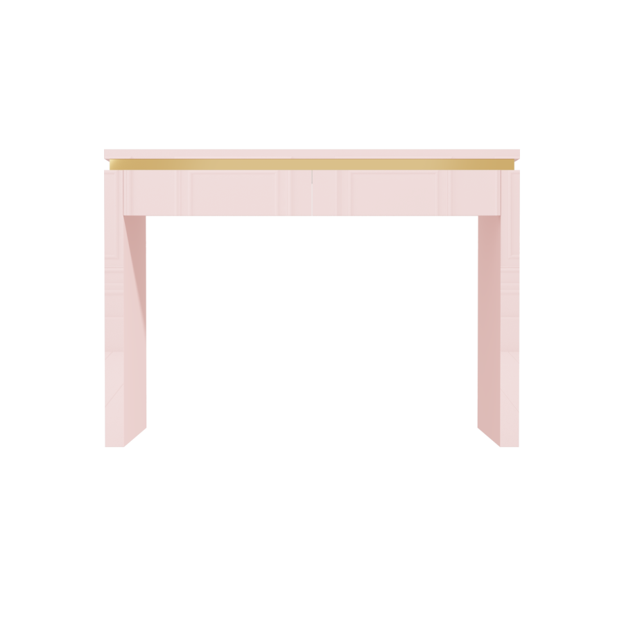 Pink High Gloss Dressing Table with 2 Drawers and Metallic Trim ...