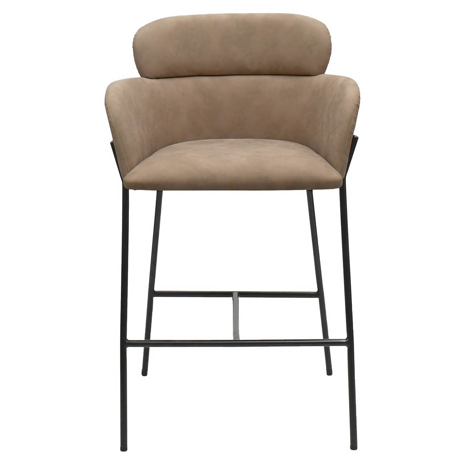 Set of 4 Beige Faux Leather Curved Kitchen Stools with Back - Isla ...