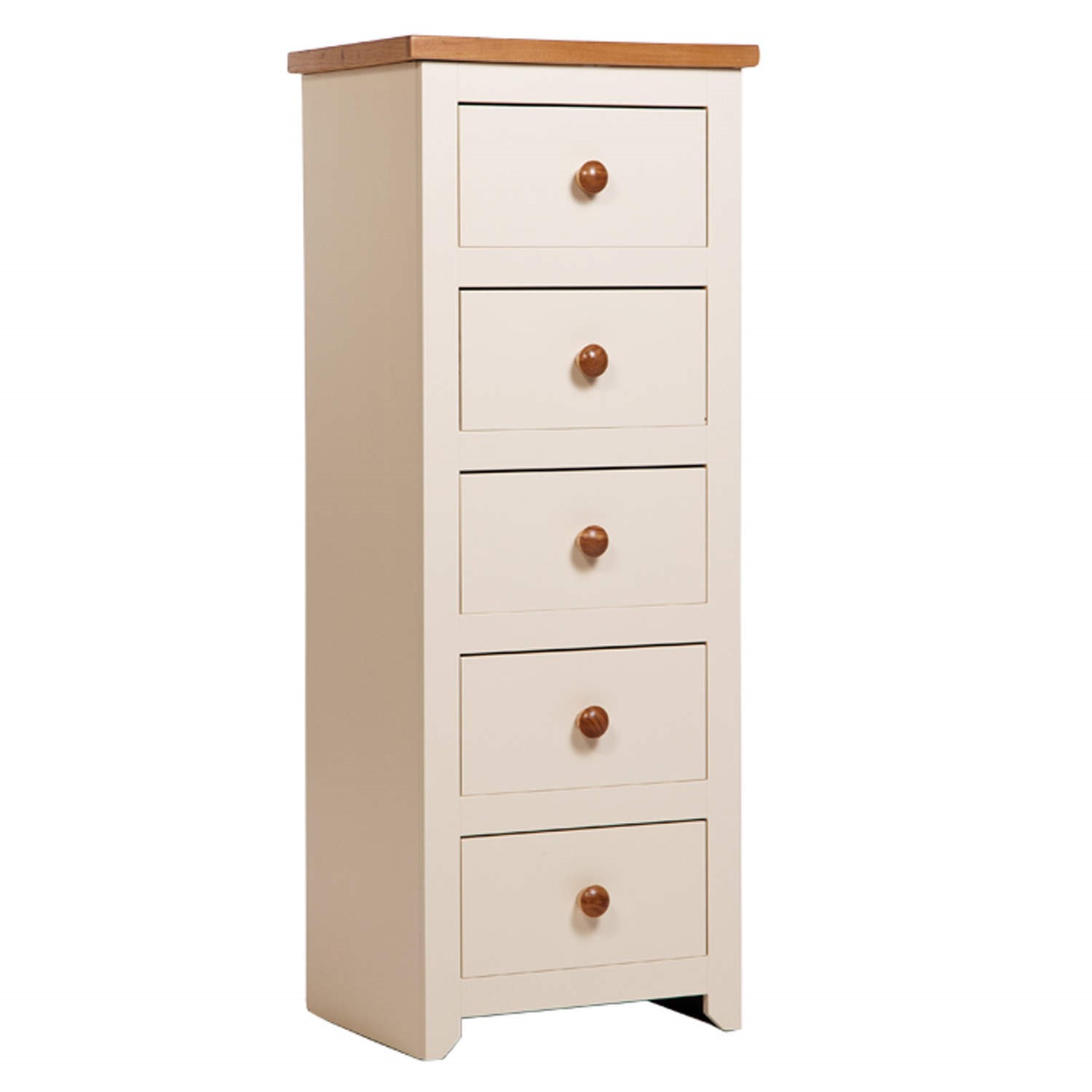 Town 5 Drawer Narrow Chest in Cream - Furniture123