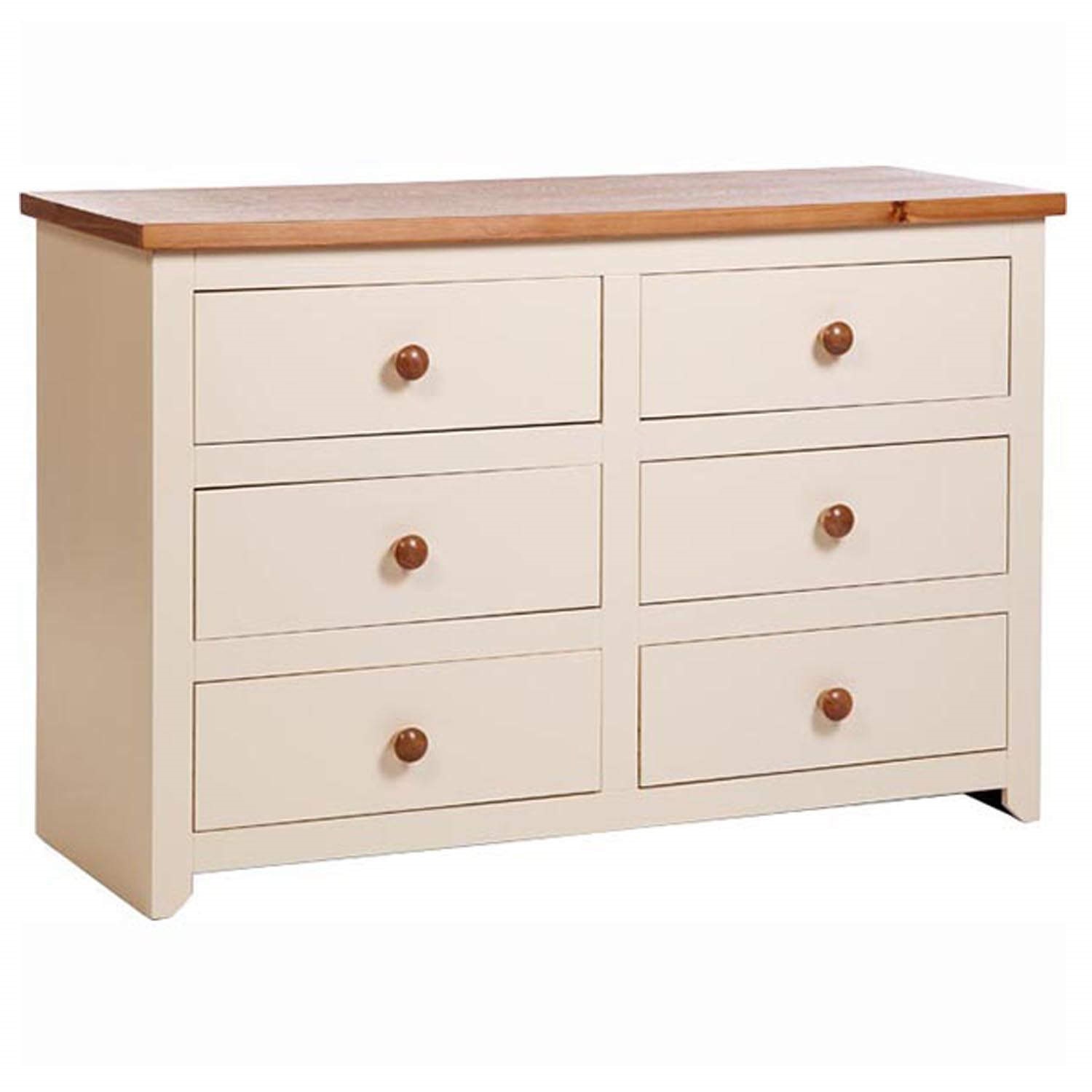 Town Wide 3+3 Chest of Drawers in Cream - Furniture123