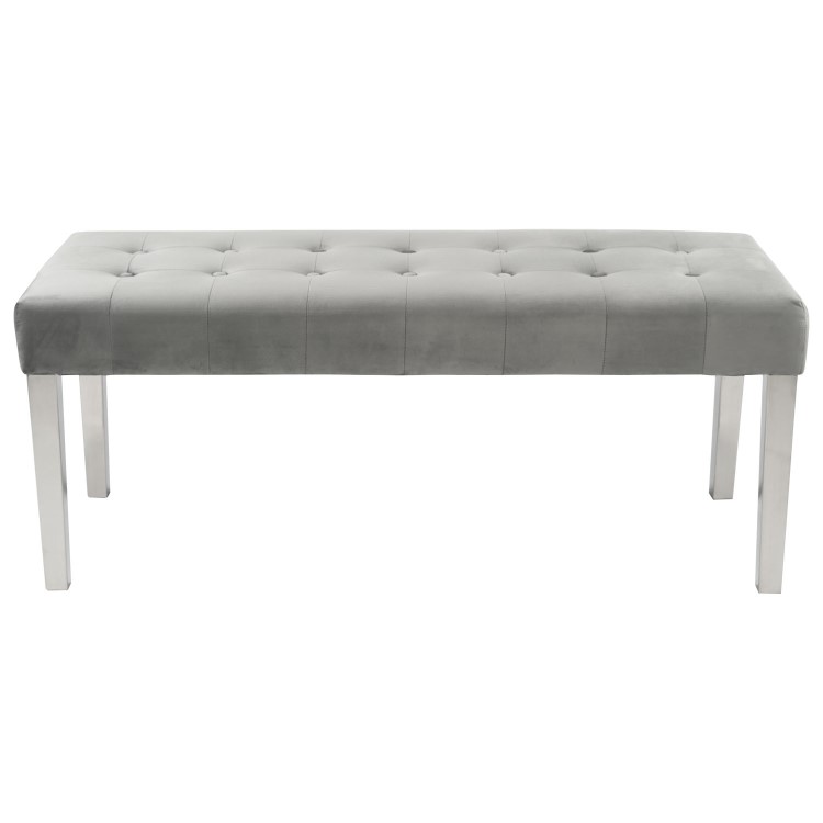 Grey Velvet Dining Bench with Chrome Legs - Seats 2 - Jade Boutique ...