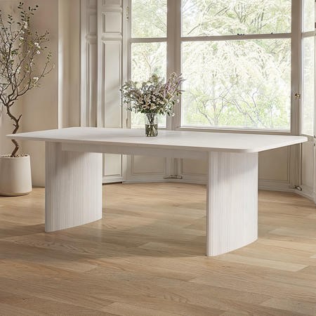 Large White Wooden Extendable Dining Table - Seats 6 - 8 - Jarel ...