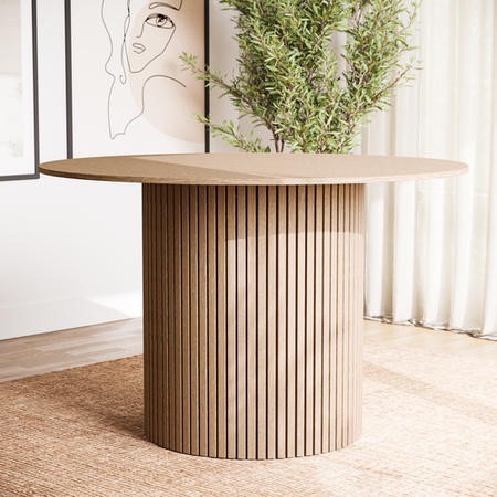 GRADE A2 - Round Light Oak Dining Table - Seats 4 - Jarel - Furniture123