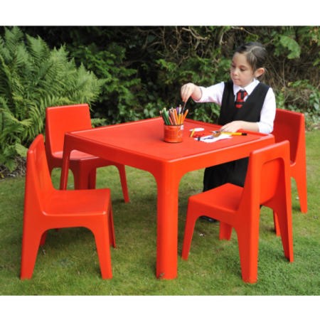 Jolly Kidz Table & 4 Chairs Set - Red - Furniture123