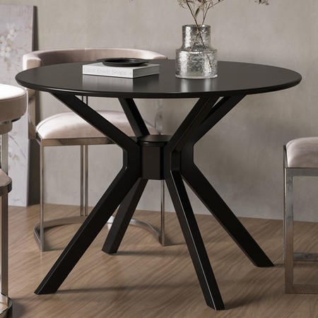 Small Round Black Dining Table - Seats 4 - Karie - Furniture123