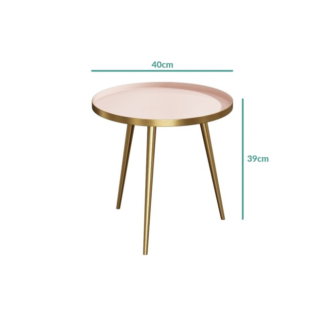 Gold & Pink Small Round Side Table - Kaisa - Furniture123