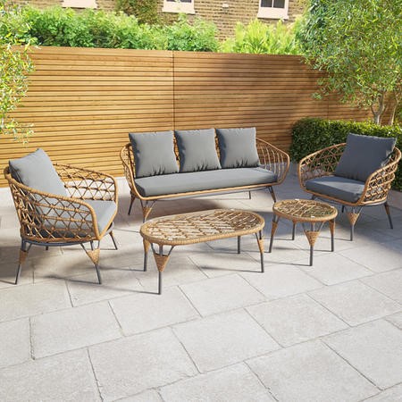5 Seater Rattan Garden Sofa Set - Como - Furniture123
