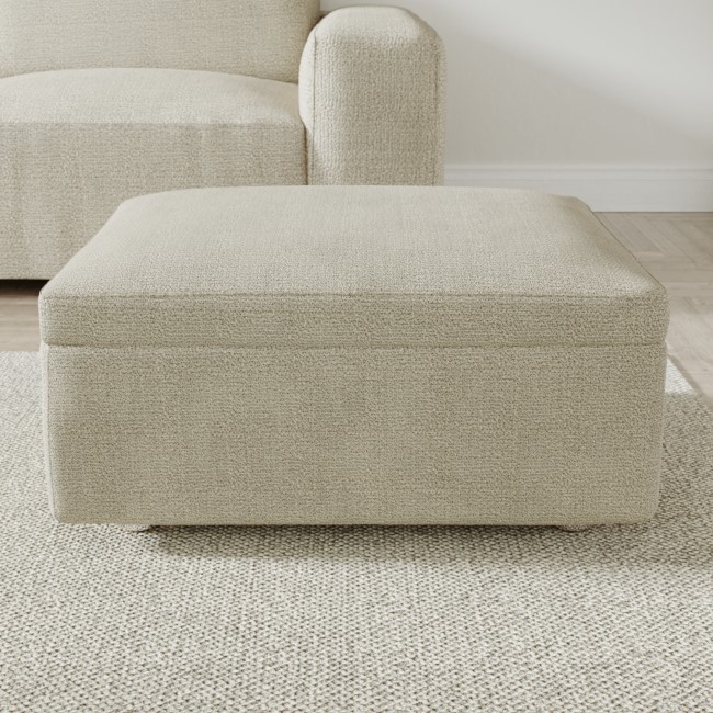 Large Beige Fabric Footstool with Storage - Kolt - Furniture123