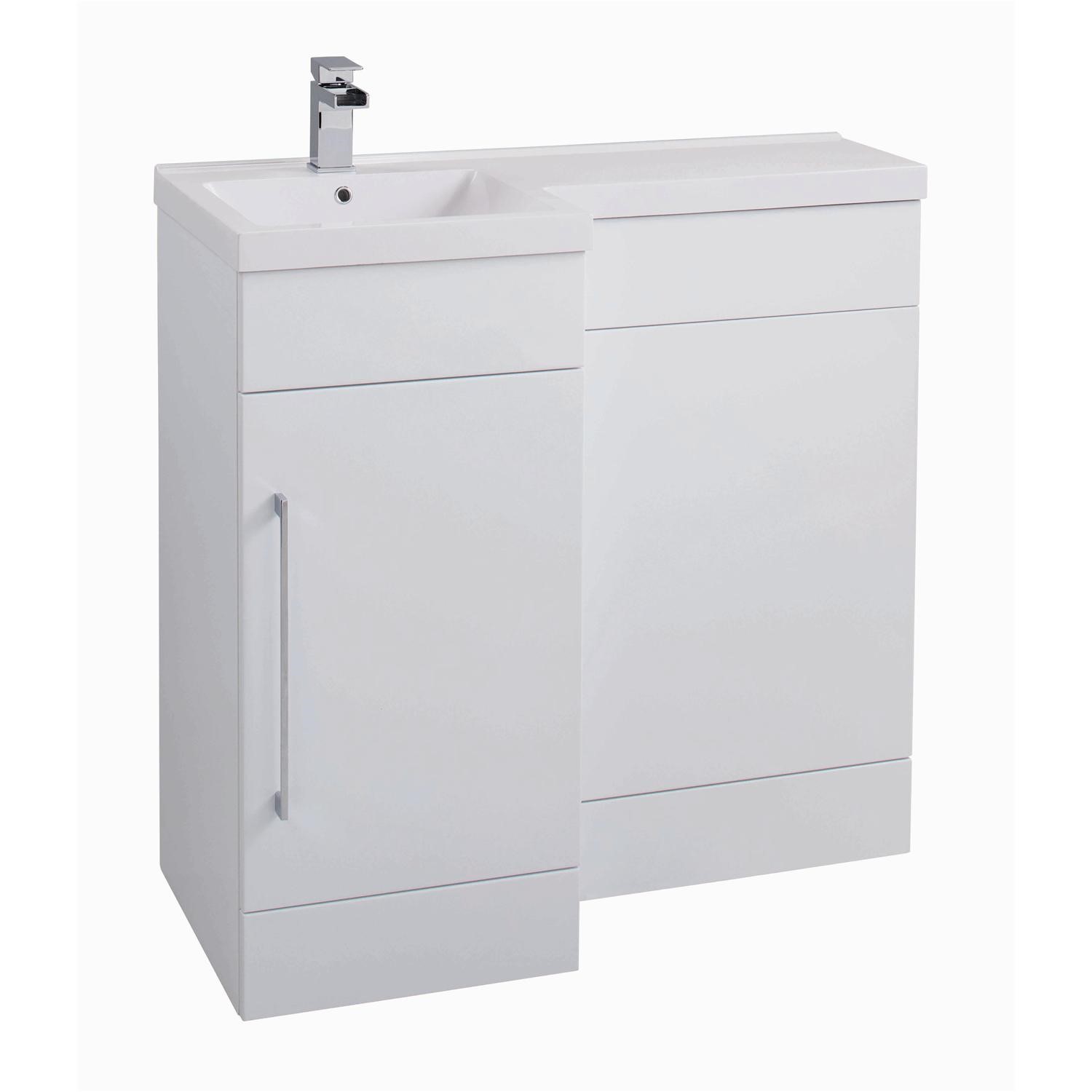 White L-Shaped Basin & WC Unit - W900 x H860mm - Furniture123