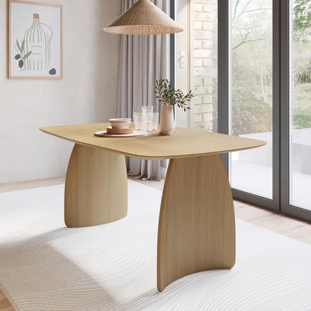 Oak Curved Leg Dining Table - Seats 4 - 6 - Leona - Furniture123