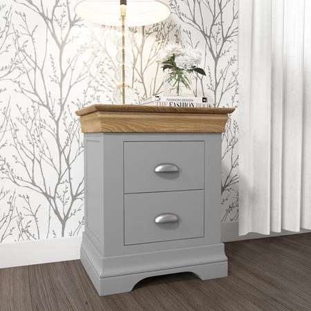 GRADE A2 - Loire Two Tone Bedside Table in Grey and Oak - Furniture123