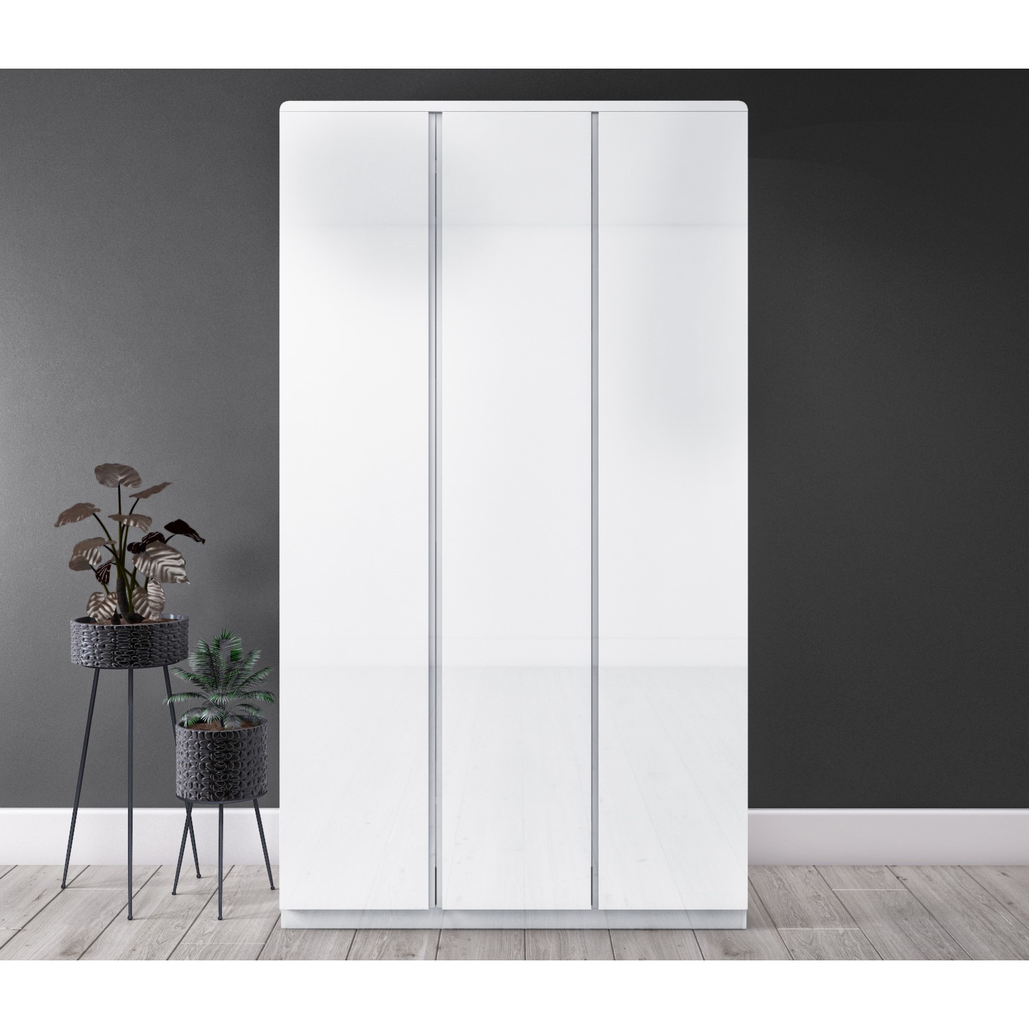 GRADE A1 - White Gloss Triple Wardrobe - Lyra - Furniture123