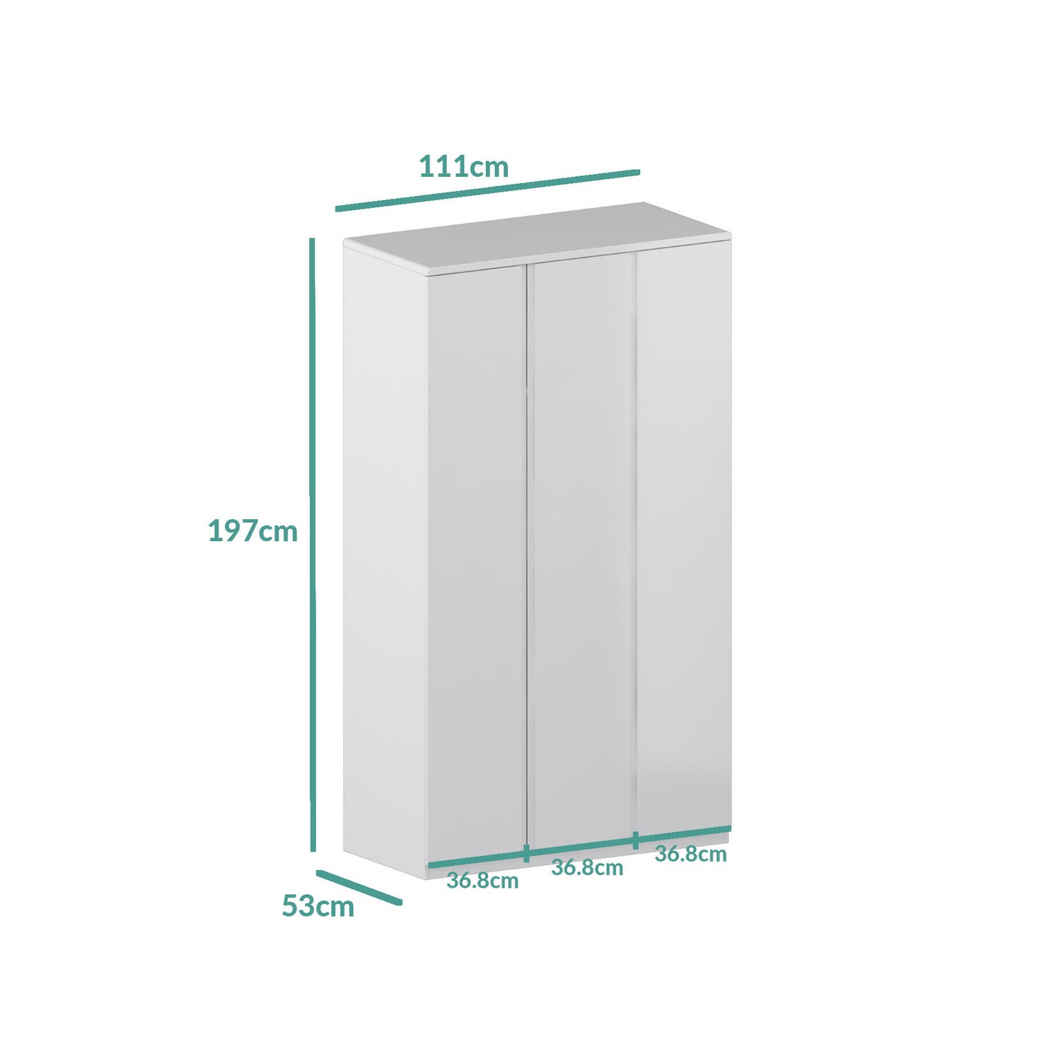 GRADE A1 - White Gloss Triple Wardrobe - Lyra - Furniture123