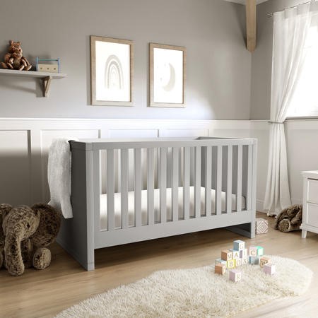 Light Grey Pine Wood Convertible 2-in-1 Cot Bed - Mason - Furniture123
