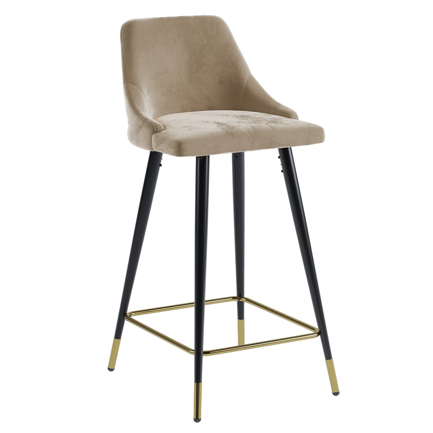 GRADE A2 - Beige Velvet Kitchen Stool with Back - 66cm - Maddy ...