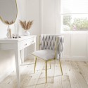 Cream Woven Linen Dressing Table Chair with Gold Legs - Malika ...