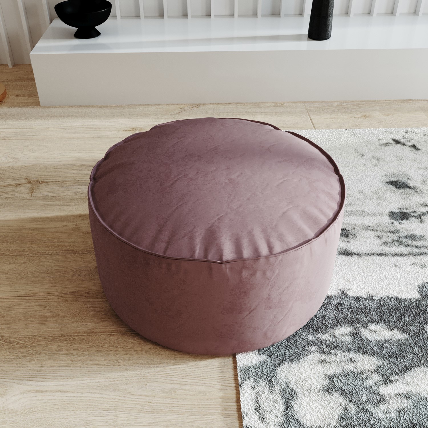 GRADE A1 - Purple Velvet Pouffe - Millie - Furniture123