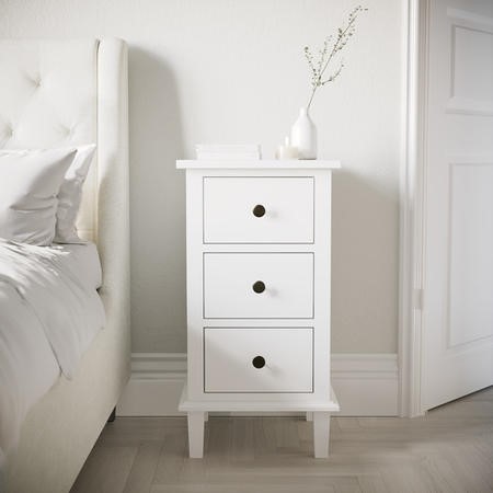 Narrow white bedside table store