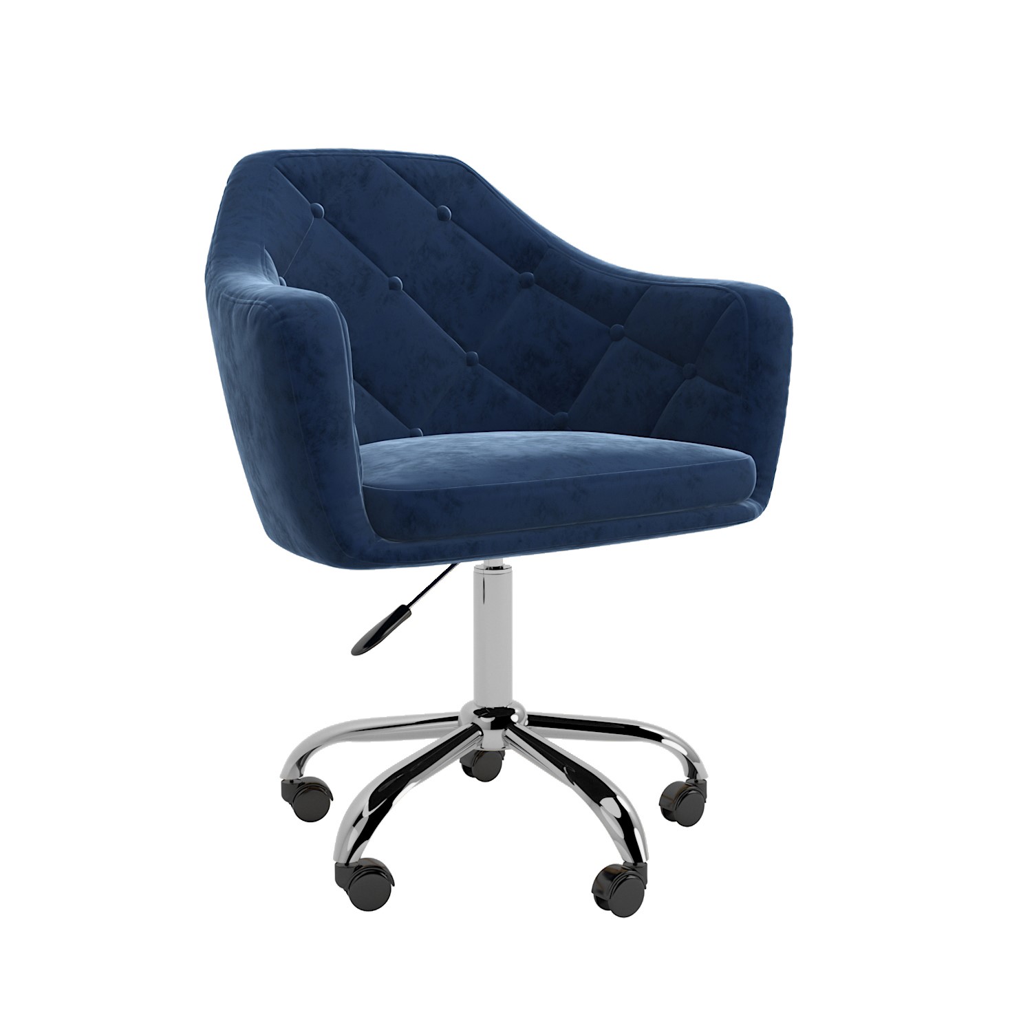 Navy Velvet Button Back Office Chair with Arms - Marley - Furniture123