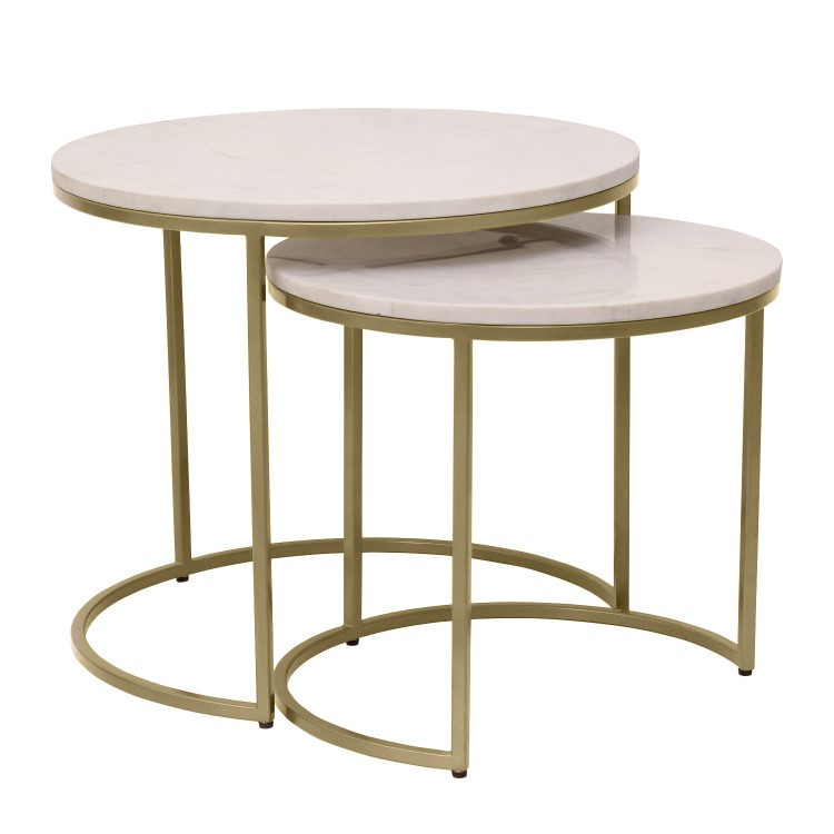 Large White Marble Nest of Coffee Tables - Martina - Furniture123