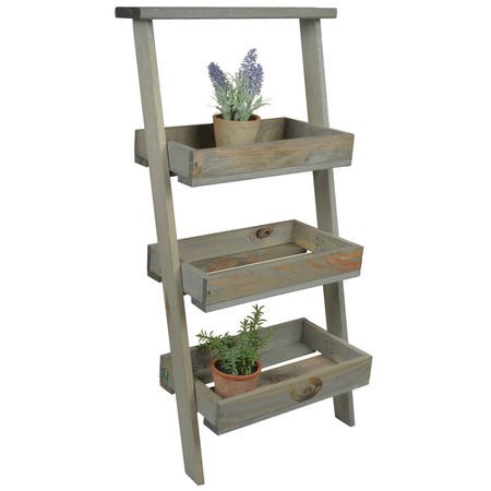 Pinewood Garden Plant Ladder with 3 Steps - Furniture123