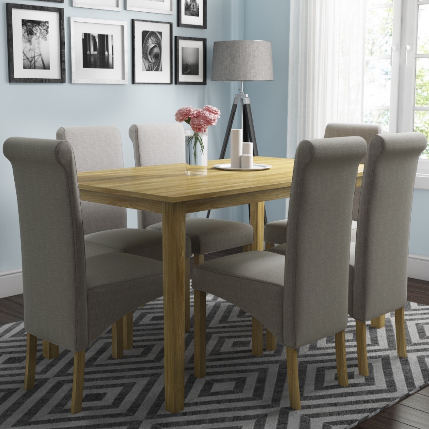 GRADE A1 - New Haven Pair of Roll Back Chairs in Oatmeal Fabric ...