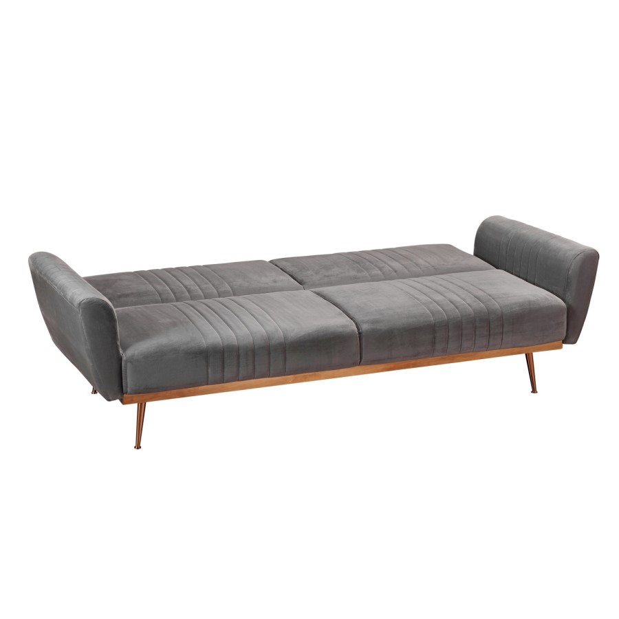 3 Seater Click-Clack Sofa Bed in Grey Velvet - Nico - Furniture123
