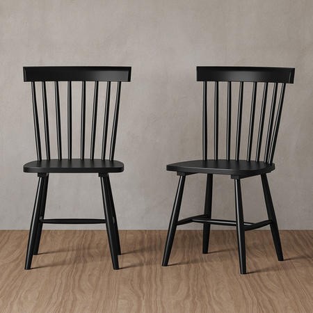 GRADE A1 - Set of 2 Wooden Black Spindle Dining Chairs - Olsen ...