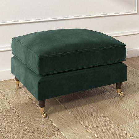 Large Dark Green Velvet Footstool - Payton - Furniture123