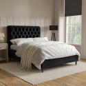 Black Velvet Double Ottoman Bed with Legs - Pippa - Furniture123