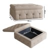 Large Beige Fabric Chesterfield Storage Footstool - Payton - Furniture123