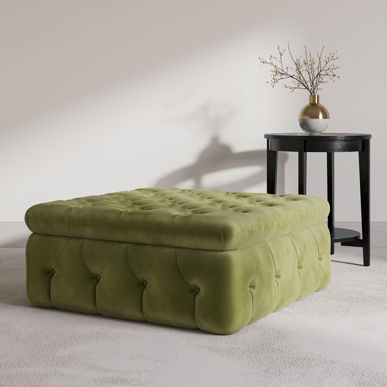 GRADE A1 - Large Olive Velvet Buttoned Storage Footstool - Payton ...