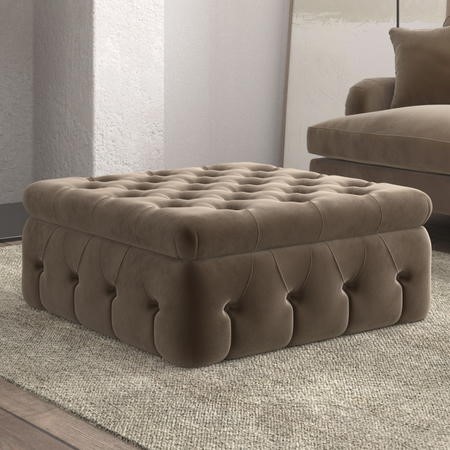 Large Beige Velvet Footstool with Storage - Payton - Furniture123