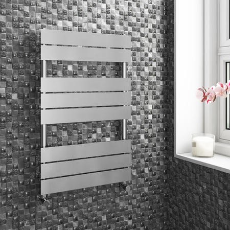 Chrome Vertical Bathroom Flat Towel Radiator - 800 x 500mm - Furniture123
