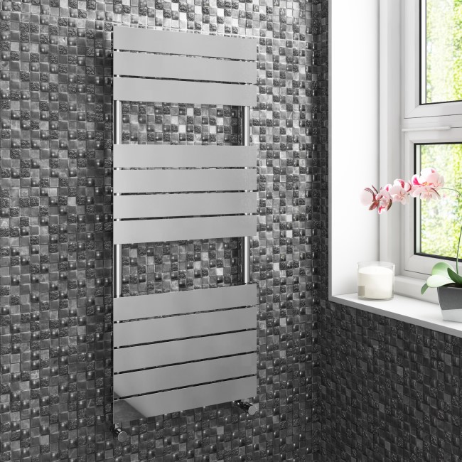 Chrome Vertical Bathroom Towel Radiator - 1200 x 500mm - Furniture123