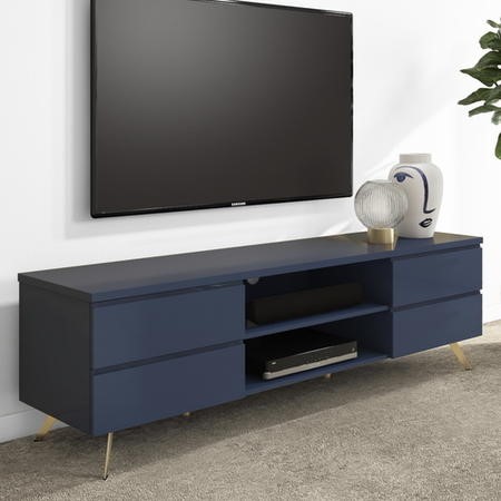 Large Navy TV Unit with Storage - TV's up to 70" - Rochelle | Furniture123