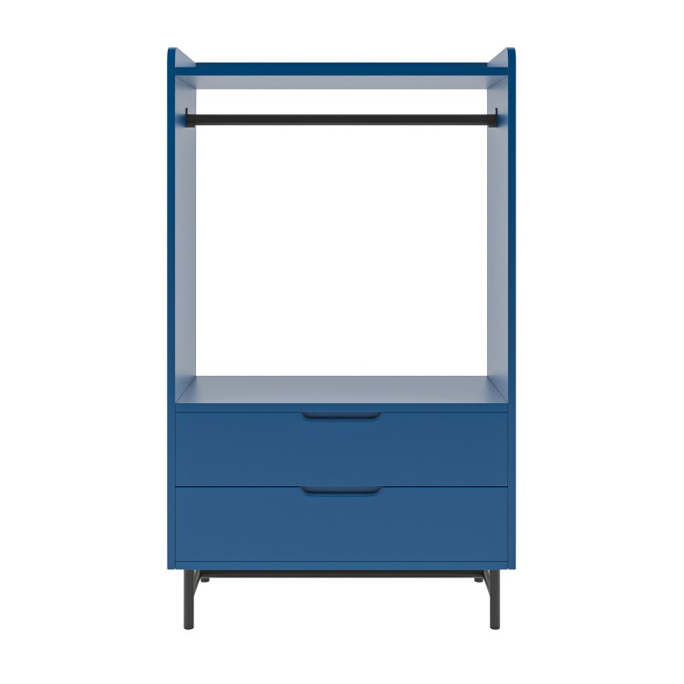 Kids Blue Open Wardrobe with 2 Drawers - Rueben - Furniture123
