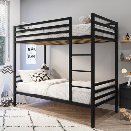 Black Metal Single Bunk Bed - Ralph - Furniture123