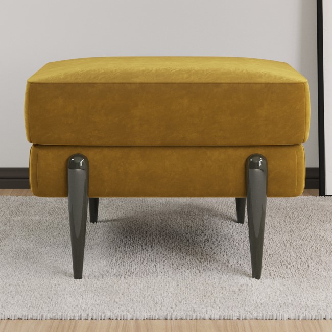 Small Mustard Velvet Footstool - Rosie - Furniture123
