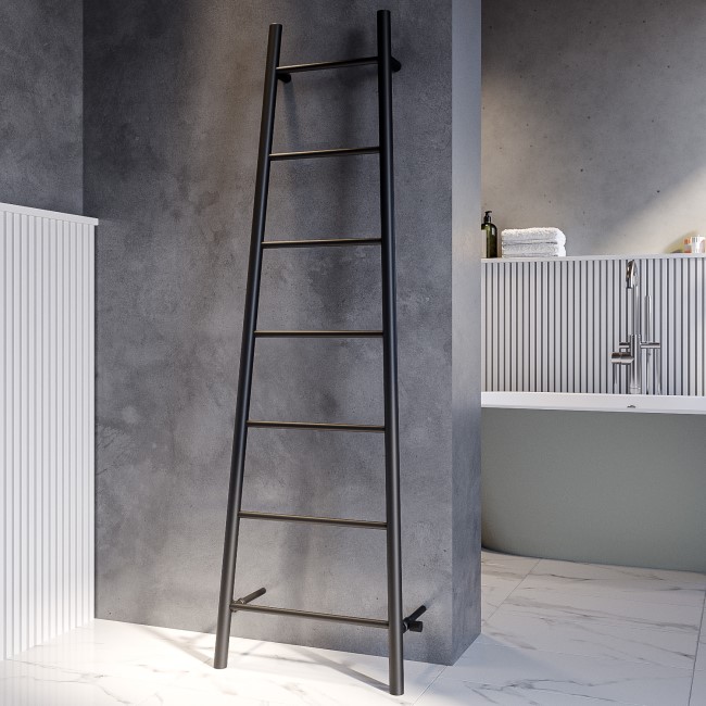 Black Heated Towel Rail Radiator 1710 x 529mm - Savannah - Furniture123