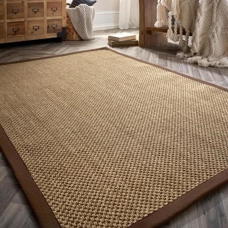 Large Sisal Beige Rug with Brown Border - 290 x 200 cm - Sisal ...