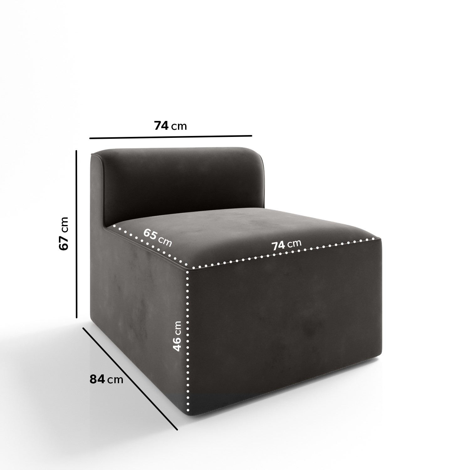 GRADE A2 - Hendrix Grey Velvet Middle Section - Furniture123