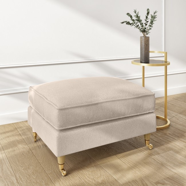 Beige Woven Footstool - Payton - Furniture123
