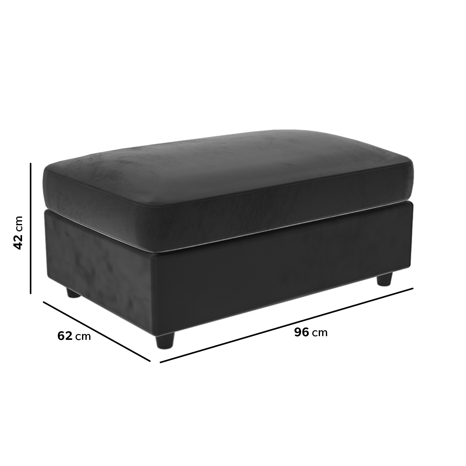 Large Dark Grey Velvet Footstool - August - Furniture123