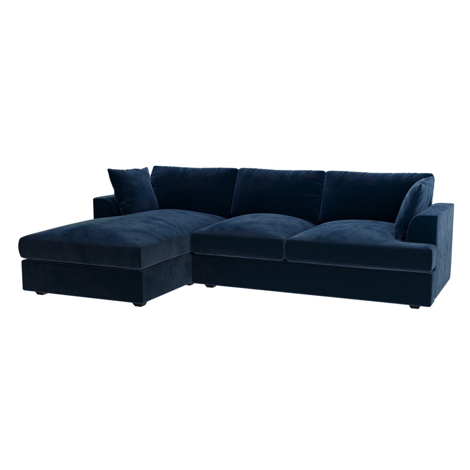 GRADE A1 - 3 Seater Left Hand Facing L Shaped Sofa in Navy Blue Velvet ...