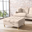 Beige Woven Footstool - Payton - Furniture123